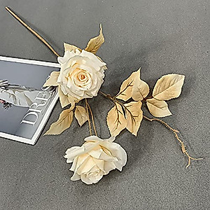 Diancom Artificial Flowers Roses Fake Flowers Silk Flowers Real Looking with Stems for DIY Wedding Bouquets Centerpieces Arrangements Party Home Decorations and Outdoors (4pcs White)…