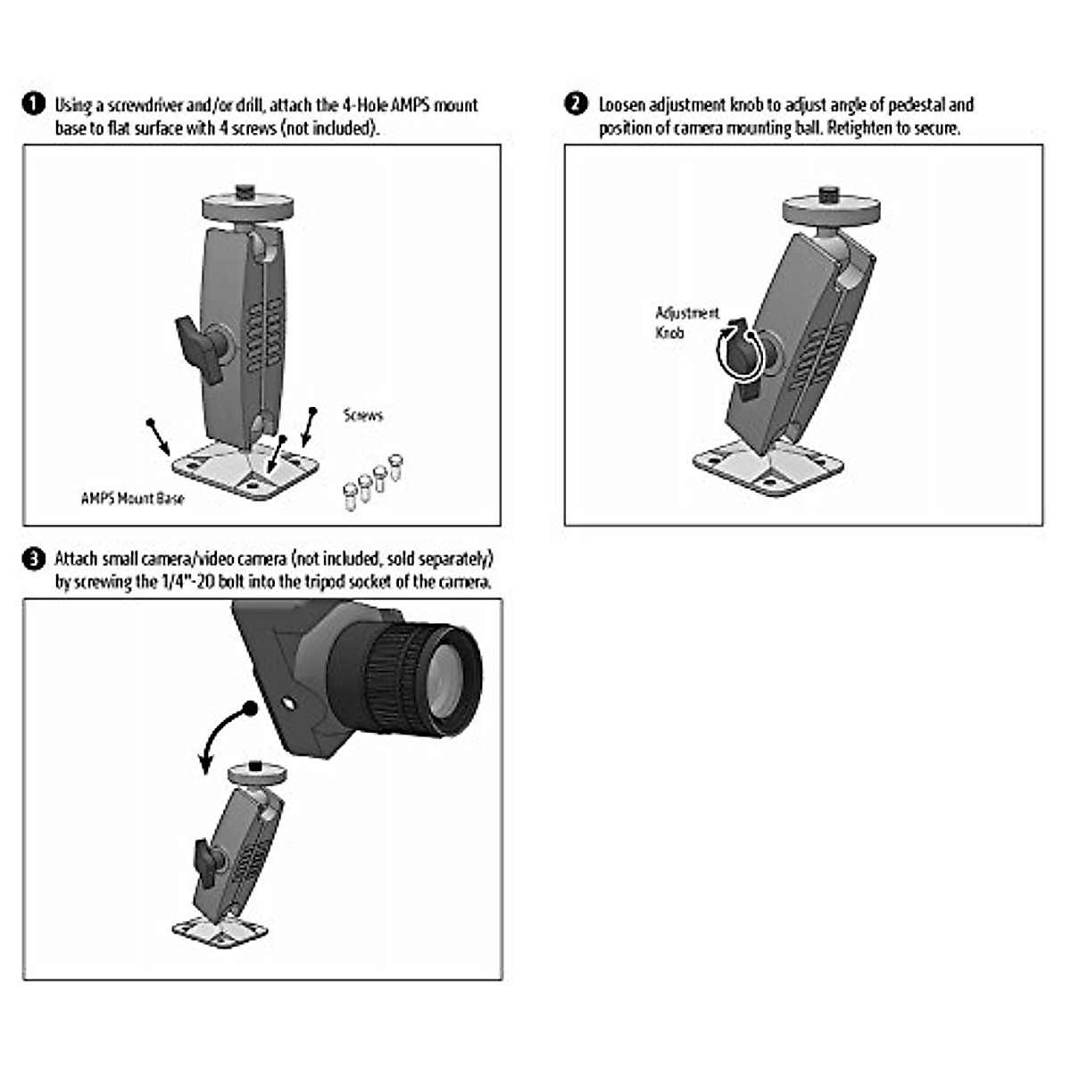 ARKON Heavy Duty 4 Hole AMPS Wall Mounting Pedestal for Cameras and Video Cameras with 1/4 20 Mounting Pattern