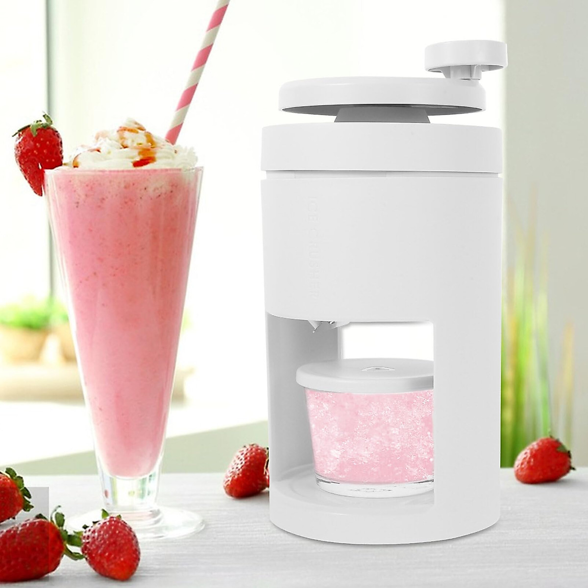 Kichvoe Stainless Steel Blades Portable Crushed Ice Maker Ice Cube Mold Shaved Ice Machine Ice Machine Crushed Ice Handheld Ice Machine Washable Tool Crusher Ice Blender Household Glass