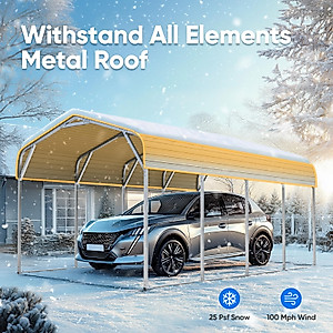 Quictent 12x20 ft Metal Roof Carport Kits Hard Top Garage Heavy Duty Steel Car Canopy, White