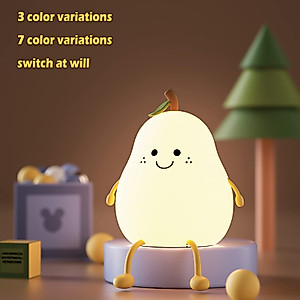 Neioaas Children's Cute Lamp,Cute Night Light, Pear Shaped Night Light, Silicone Bedside Lamp Warm Lamp 7 Color USB Charging Mini Table Lamp, Bedroom Decoration, Children's Gift Valentine's Day Gift