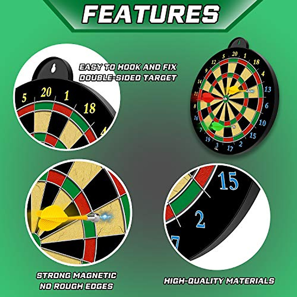 Magnetic Dart Board - 12pcs Magnetic Darts (Red Green Yellow) - Excellent Indoor Game and Party Games - Magnetic Dart Board Toys Gifts for 5 6 7 8 9 10 11 12 Year Old Boy Kids