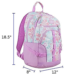 FUEL Hiking Laptop Backpack, College Bookbag, Travel Daypack with 5 Compartments, Dynamo Tech Pocket, 18.5 Inches, Lilac, Spring