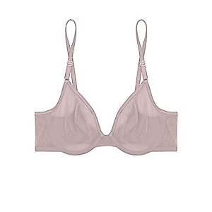 Smart & Sexy womens Sheer Mesh Underwire Demi Bra, Bark (Mesh), 38DD US