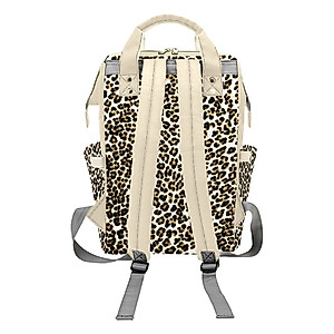 Anneunique Leopard Print Diaper Bags Backpack with Name Personalized Baby Bag Nursing Nappy Bag Travel Tote Bag Gifts for Mom Girl, 15x10.83x6.69 Inch (Pack of 1)