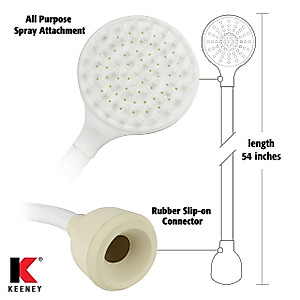 Plumb Pak PP825-60 Purpose Bath Spray Clip On Connector, for Use with Most Sink Spouts, Hose, Rubber, 52", White