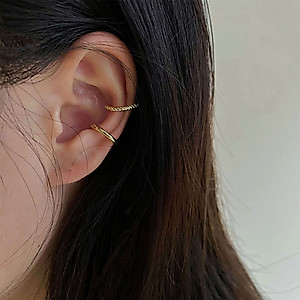 Ear Cuff Earrings for Women Cubic Zirconia Hoop Huggie Ear Cuffs for Women Non Piercing (Gold)