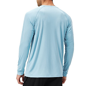 NAVISKIN Men's Sun Protection UPF 50+ UV Outdoor Long Sleeve Shirts Powder Blue Size L