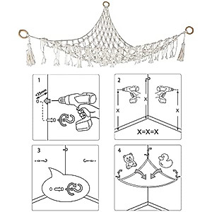 Enfudid Large Stuffed Animal Toy Hammock, 47 inch Toy Hammock Organizer for Stuffed Animal Display Corner Plush Toys Net Holder Boho Decor for Nursery Playroom Bedroom Kids Room Storage