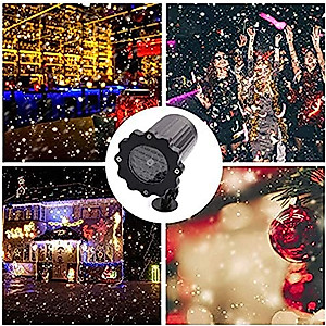Snowfall LED Light Projector, Christmas Rotating LED White Snowflake Lamp with Remote Control for Christmas, Holiday,Halloween,Party,Garden,Wedding,Indoor Outdoor Decorations on Halloween Waterproof