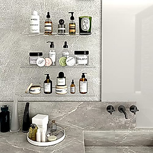 Clear Acrylic Shelves, Floating Wall Mounted Shelf for Bedroom, Living Room, Bathroom, Display Shelf (3 Packs)