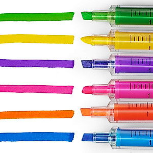 Hutou 6 Syringe Ballpoint Pens + 6 Syringe Highlighters, Syringe Pen Multi Color Novelty Pen for Student School Supplies(12 Pack)