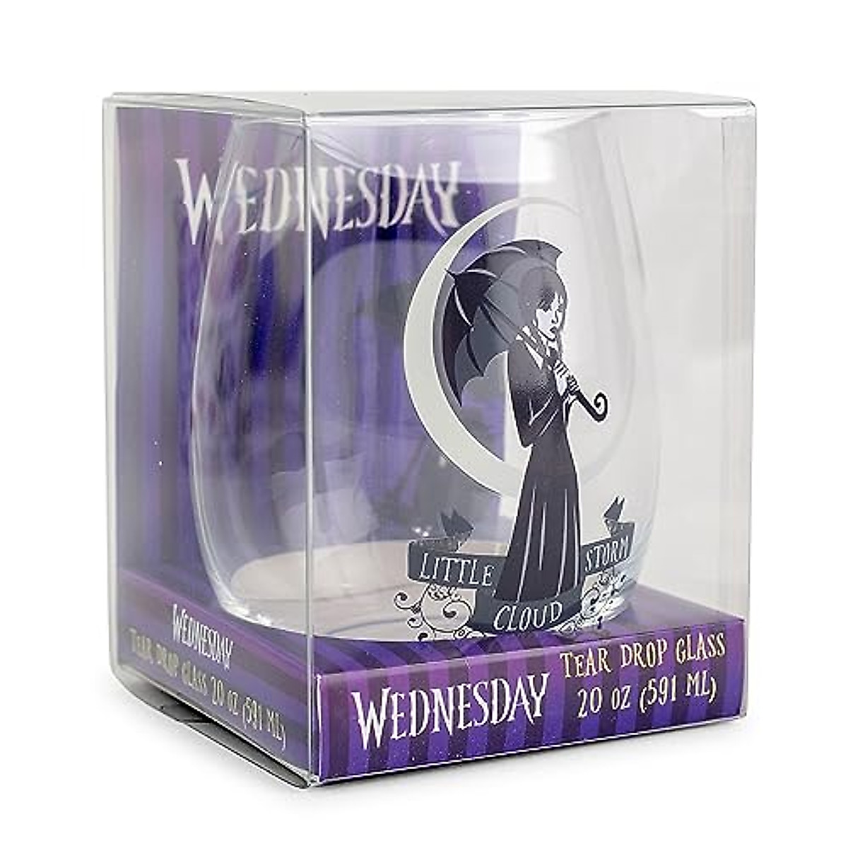 Addams Family Wednesday "Little Storm Cloud" Stemless Wine Glass, Tumbler Cup For Cocktails | Holds 20 Ounces
