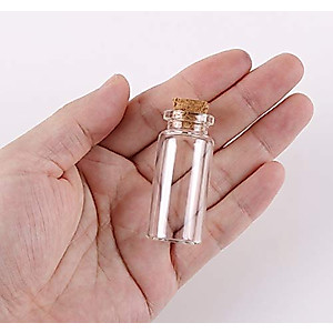 MaxMau Small Bottles with Corks,10 Milliliter 100 Packs Tiny Vials Mini Cork Stopper Clear Jars for DIY Art Crafts Projects Party Decoration Wedding Favors