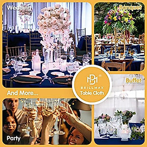 BRILLMAX 6 Pack Navy Blue Round Tablecloths 132 Inch - Circle Bulk Linen Polyester Fabric Washable Table Clothes Cover for Wedding Reception Banquet Birthday Party Buffet Restaurant