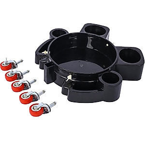 5-Gallon Bucket Dolly with 360° Swivel Casters, Heavy-Duty Rolling Cart with Locking Brakes for Car Wash and Detailing