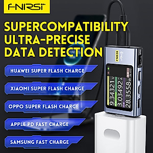FNIRSI USB Tester 4-28V 7A LCD USB A&C Voltage Current Power Tester Multimeter with Bluetooth, Fast Charge Detection Trigger Capacity Ripple Measurement, PD2.0/PD3.0,QC2.0/QC3.0