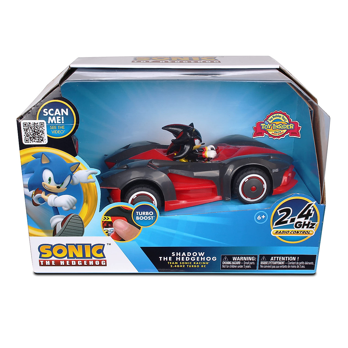 NKOK Team Sonic Racing 2.4GHz Radio Control Toy Car with Turbo Boost - Shadow The Hedgehog 602, Red, Turbo Boost Feature, Features Working Lights, for Ages 6 and up