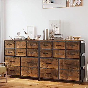 10 Drawers Fabric Dresser Storage Drawers, Tall Dresser with Sturdy Frame&Wooden Top, Organizer Unit for Closet, Living Room, Entryway, Hallway, Rustic Brown