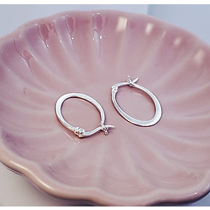 Hoops & Loops Sterling Silver Flat Oval Hoop Earrings for Women