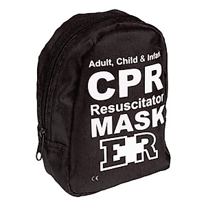 Ever Ready First Aid Adult and Infant CPR Mask Combo Kit with 2 Valves with Pair of Vinyl Gloves & 2 Alcohol Prep Pads - Tactical Black
