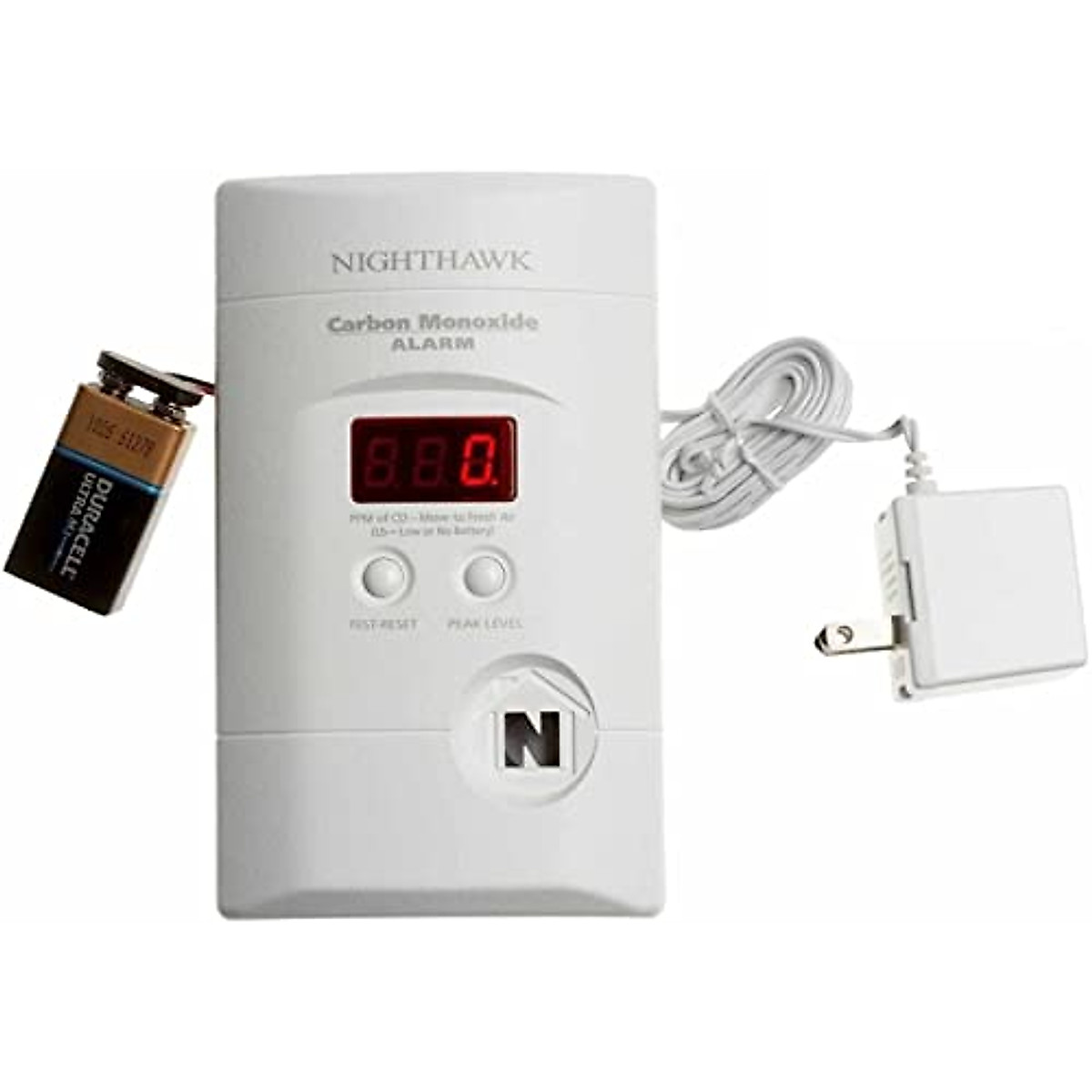 Kidde Carbon Monoxide Detector, Plug In Wall with 9-Volt Battery Backup, Digital LED Display