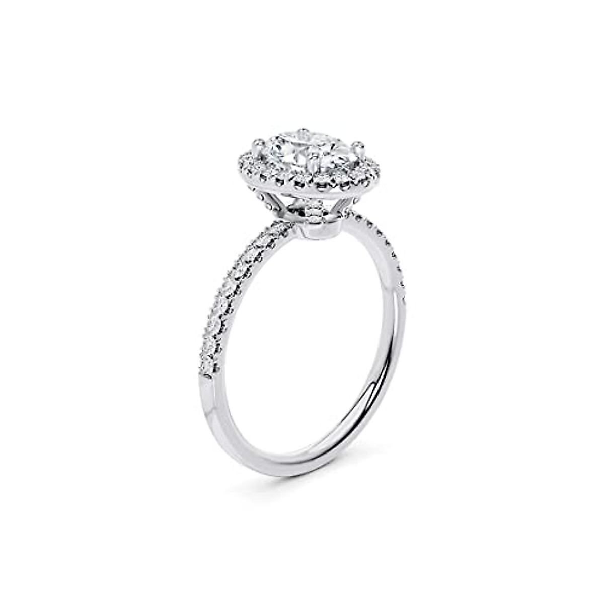 Blocaci Engagement Ring 2.5 CT Oval Shape Halo Moissanite Engagement Rings for Women Gold Plated Silver Free Engraving