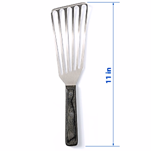 Fish Spatula - Stainless Steel Slotted Offset Food Turner with Pakka Wood Handle - Ideal Fish Flipper for Chefs