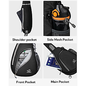 WATERFLY Crossbody Sling Bag Small Water Resistant Backpack Lightweight Shoulder Chest Daypack for Men Women Hiking Travel