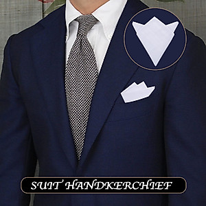 GB Men's Handkerchiefs 100% Cotton Solid White with Stripe Large Classic Hankies Bulk Set 12 Pack