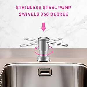 Sink Soap Dispenser, OHiHi Kitchen Sink Soap Dispenser with 47" Extension Tube, Wide Pump Head Base, No Water Leaking, No Need to Fill The Little Bottle Again, Brushed Nickel