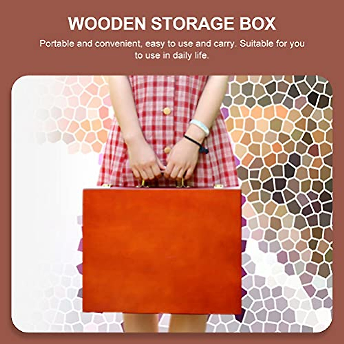 Wakauto Artist Storage Box Wood Artist Tool Brush Storage Box Holder Case Organizer for Pastels Pencils Pens Markers Brushes Jewelry Makeup DIY Crafts