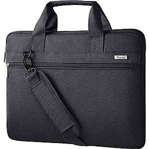 Voova Laptop Bag 17 17.3 Inch, 360° Protective Laptop Case Sleeve with Shoulder Strap Compatible with 17-18 Inch Lenovo Asus Acer Dell Hp, Waterproof Computer Bag Slim Briefcase for Men Women, Black