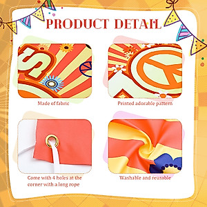 70s Party Backdrop Back to 70s Backdrop Hippie Groovy Party Decorations Daisy Flower Peace Sign Background for 1970's Birthday Party Supplies Banner Photo Props