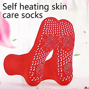 COMIOR 4 Pairs Mix Color Self-Heating Socks Warm Heated Socks, Self Heating Socks Hiking Heated Socks For Men Women, Magnetic Socks Comfortable Breathable Anti-Freezing Winter Warm Foot Socks