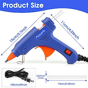 Assark Glue Gun, Mini Hot Glue Gun Kit with 30 Glue Sticks for School Crafts DIY Arts Quick Home Repairs, 20W (Blue)