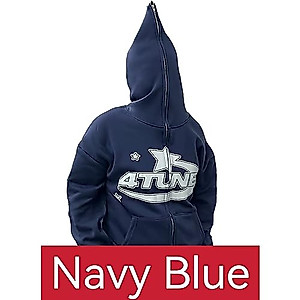 Women 's Vintage Graphic Star Letter Print Zip Up Hoodies Y2K Gothic Oversized Sweatshirts Aesthetic Jackets Streetwear (A-Black, M)