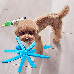 oAutoSjy 2pcs Plush Squeaky Dog Toy No Stuffing Octopus Duck Pet Toy for Small Medium and Large Dogs Crinkle Dog Toy Indoor Pet Interactive Toy Chew Toy for Biting Training Puppy Teething,Purple