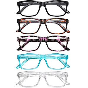 AIMISUV 5 Pack Reading Glasses for Women Men - Blue Light BlockingUV Filter Computer Readers,Anti Eyestrain Eyeglasses (MIX, 1.50, x)