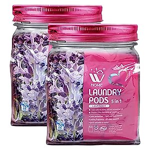 3-in-1 Laundry Pods with Softener & Scent Booster, Total 64 Count Pods, High Efficiency (HE), Powerful Stain Lifter Technology, Fabric Softener with Lavender Extracts, 32 Count/Each (Pack of 2)