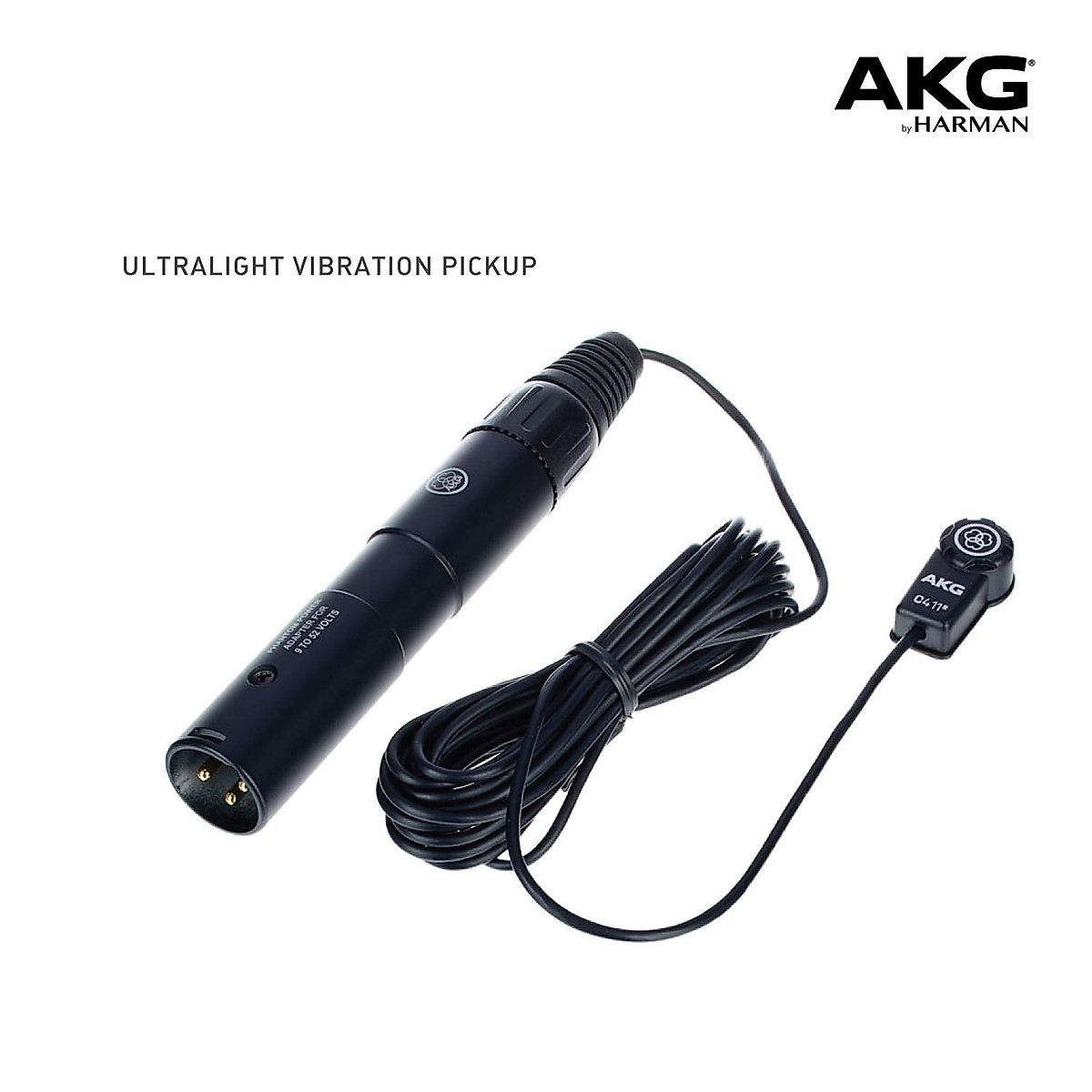 AKG Pro Audio C411 PP High-Performance Miniature Condenser Vibration Pickup for Stringed Instruments with MPAV Standard XLR Connector Black