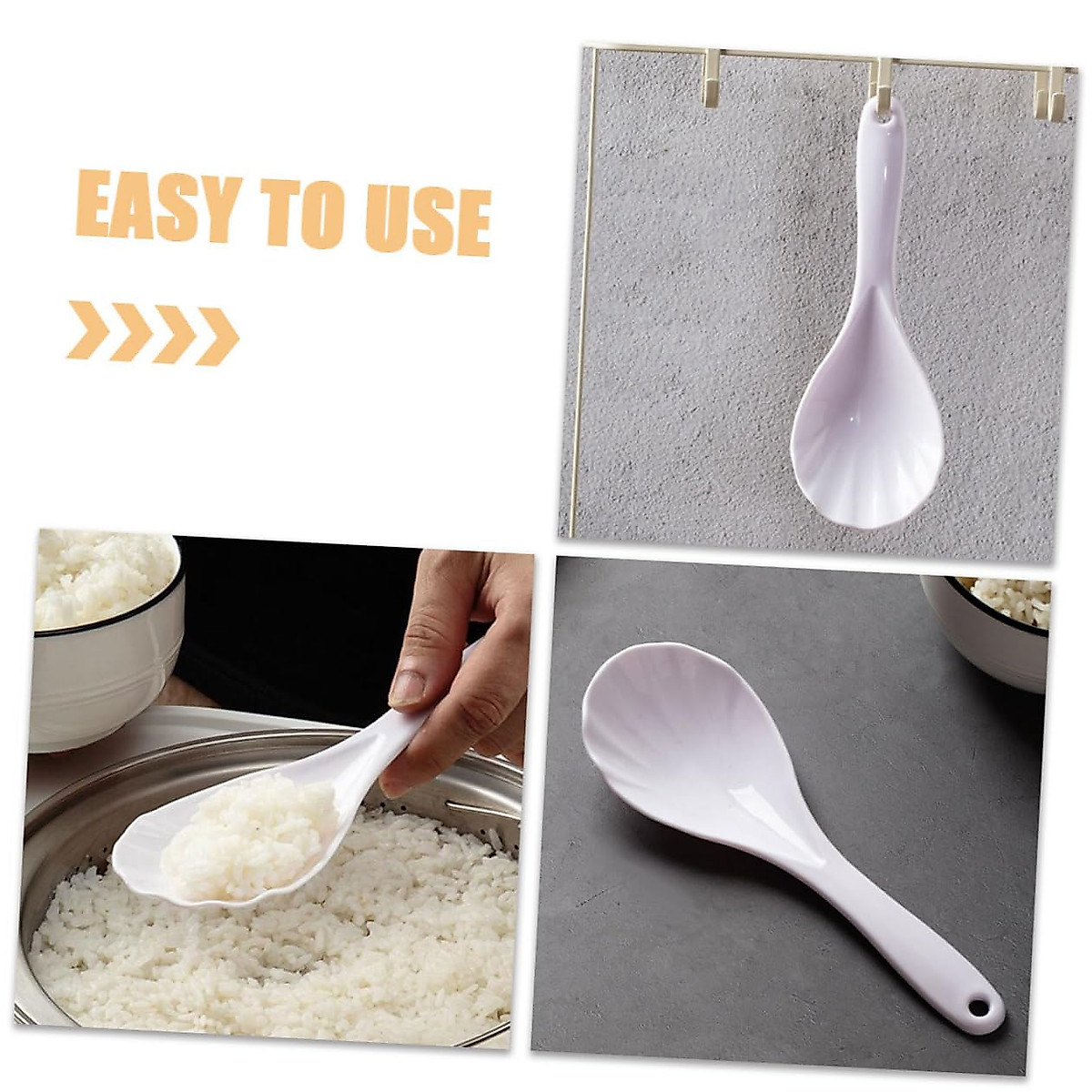 Mikinona 2pcs Rice Spoon Rice Paddle Spoon Convenient Rice Spatula Reusable Rice Paddle Compact Rice Scooper Convenient Rice Paddle Non-stick Spoons Rice Cooker White Pp Household