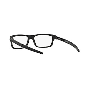 Oakley Men's Ox8026 Currency Rectangular Prescription Eyeglass Frames, Satin Black/Demo Lens, 54 mm