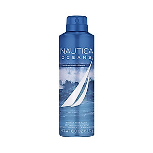 Nautica Oceans Deo Body Spray 6 fl oz (Pack of 1), Notes of Apple, Cyclamen, and Amberwood, Men's Fragrance, Long Lasting, Everyday Fragrance