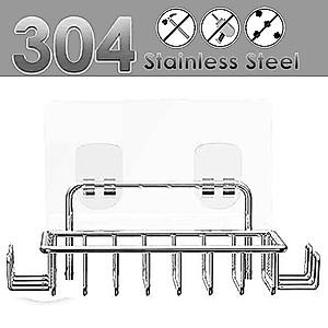 HESOMED Shower Caddy,Soap Holder with Adhesives, No Drilling SUS 304 Rustproof Steel Storage Shower Rack for Bathroom and Kitchen (Silver)