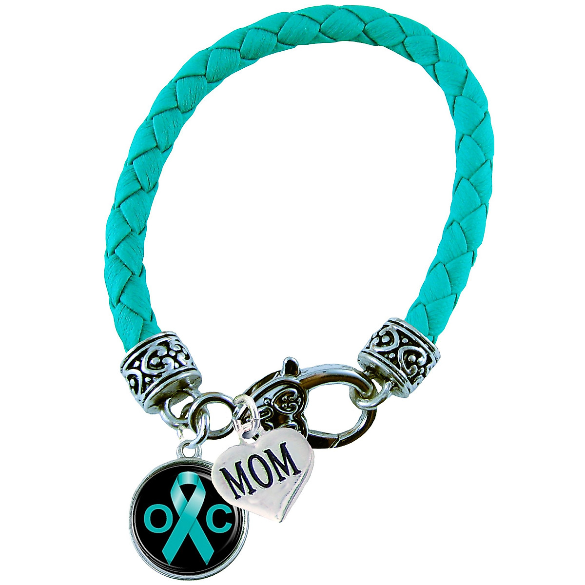 Holly Road Custom Bracelet Ovarian Cancer Awareness Teal Leather MOM OR DAD Charm ONLY Jewelry Family