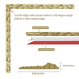 Leenevs Flexible Molding Trim Wall Trim, 16.4 Feet Self Adhesive Peel and Stick Molding Ceiling Molding, Cabinet Border, Mirror Frame Trim Wall Trim for Home Decor Wall Molding & Trim (Champagne Gold)