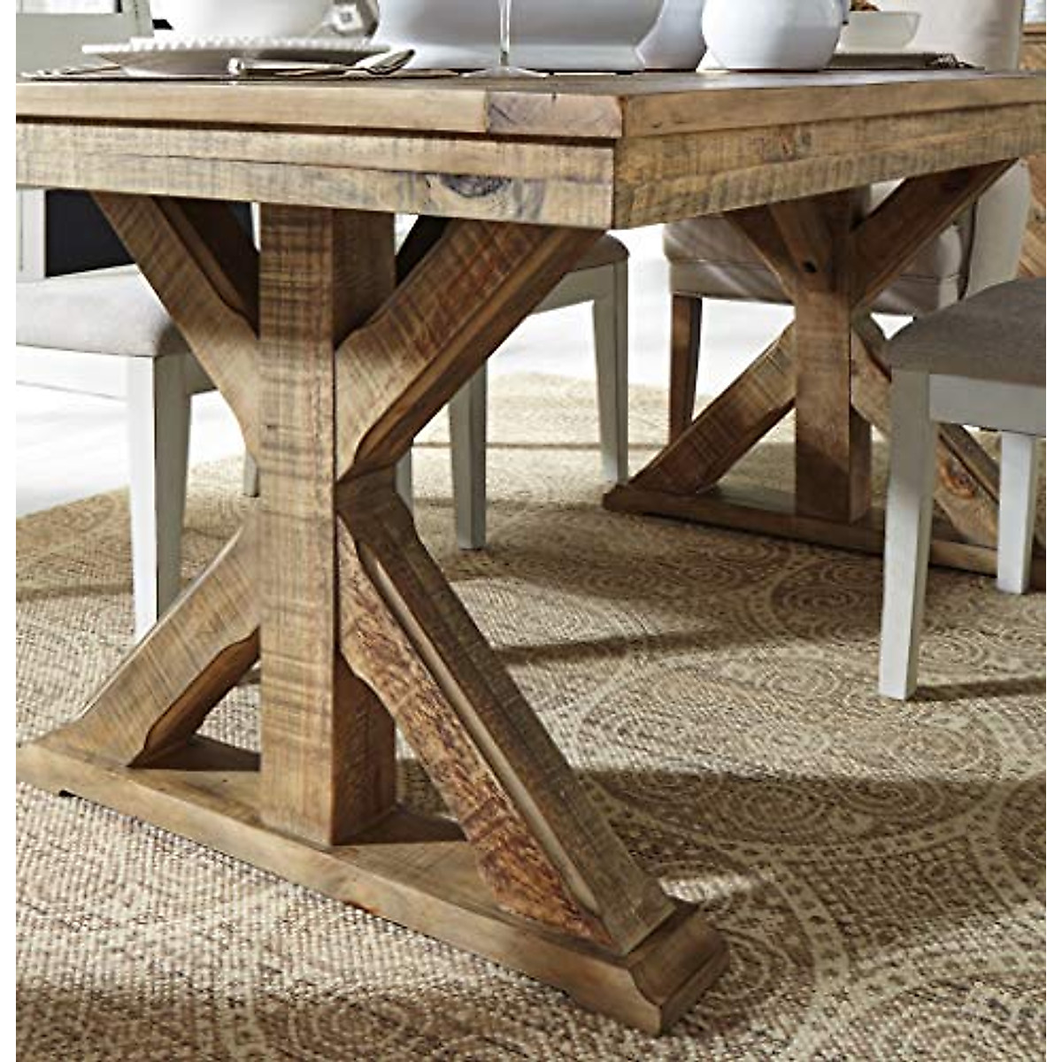 Signature Design by Ashley Grindleburg Farmhouse Reclaimed Wood Dining Table, Seats up to 6, Light Brown