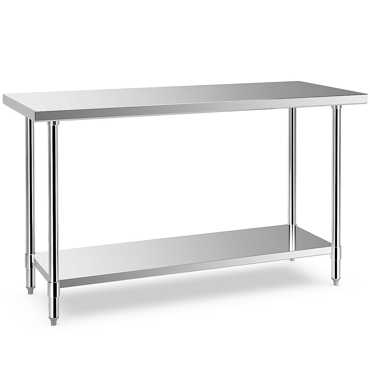 Toolsempire Stainless Steel Table, 60" x 24" Prep Table with Adjustable Under Shelf & 4 Galvanized Table Feet, Heavy Duty Steel Table Kitchen Table for Restaurant, Home & Hotel