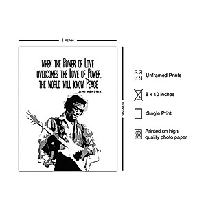 Jimi Hendrix Poster,- Inspirational Wall Art Print - Graffiti Street Art, Urban Home or Wall Decor - Gift for 60's Music, Woodstock Fans, Guitarists, Musicians - 8x10 Quote Photo Picture